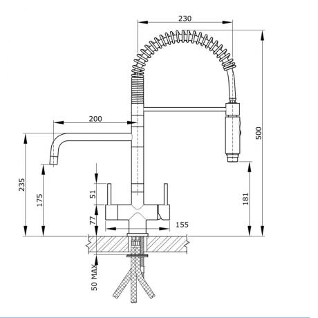 Milano 2 Lever 3 Way Tap triflow kitchen taps UK professional